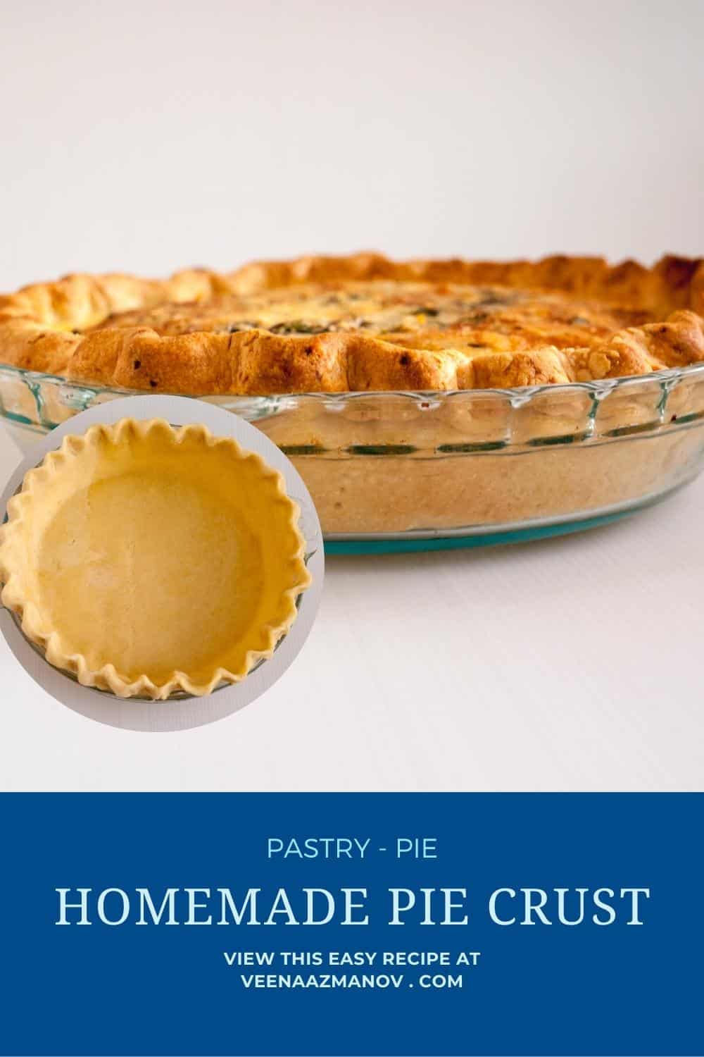 Flaky Buttery Pie Crust - Homemade From Scratch - Veena Azmanov Kitchen