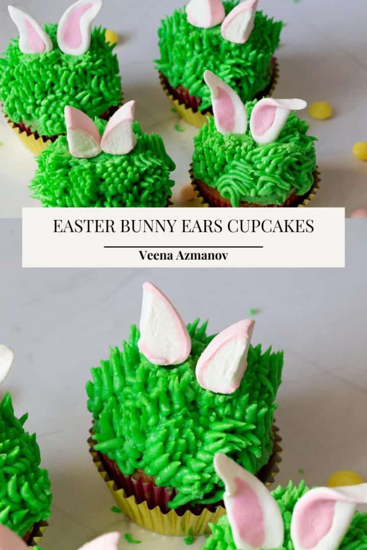 Easter Bunny Ears Cupcakes - Fondant, Marshmallow- Veena Azmanov
