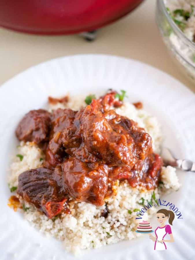 Apricot Beef Tagine (Moroccan Beef Stew with Apricots)- Veena Azmanov ...