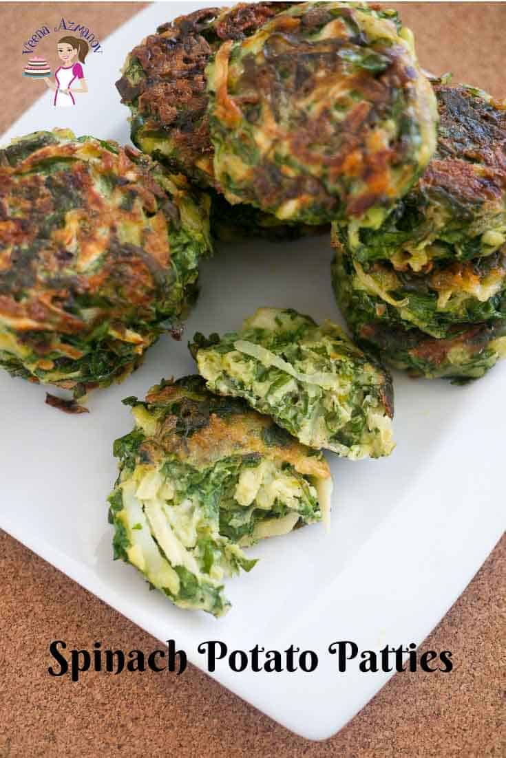 Spinach Potato Patties aka Spinach Cakes - Veena Azmanov