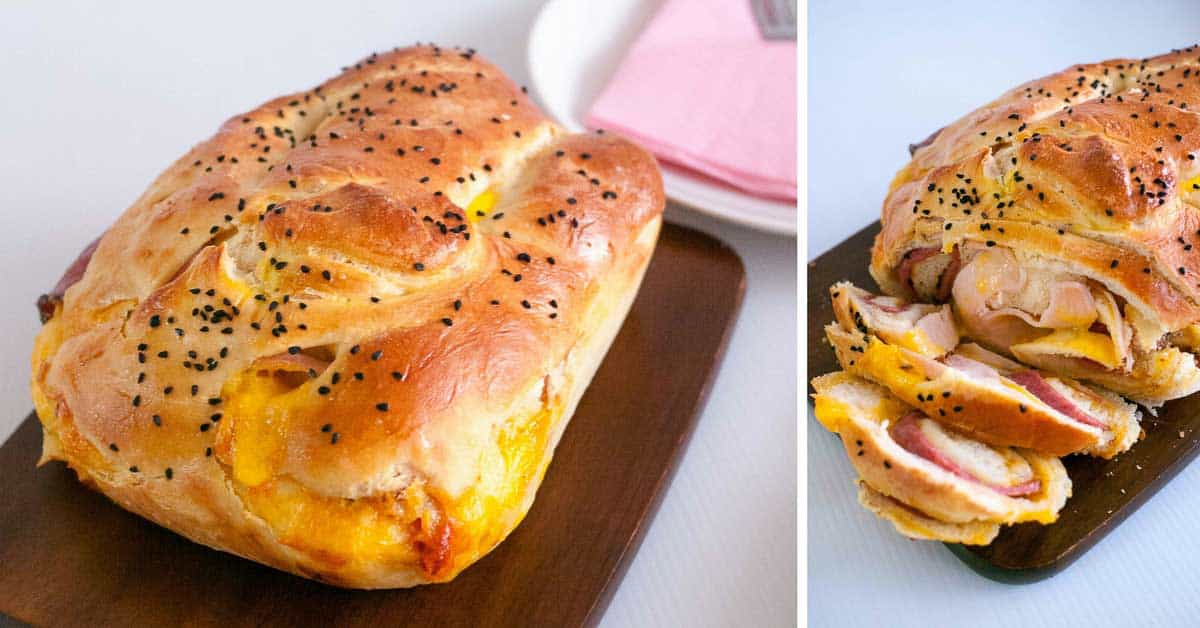 Homemade Ham and Cheese Stuffed Bread Recipe - Veena Azmanov