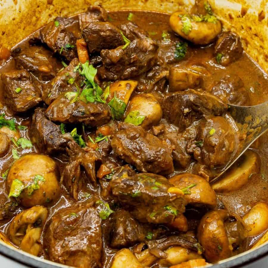 Beef Burgundy aka Bourguignon Stovetop, Oven, or Crockpot - Veena ...