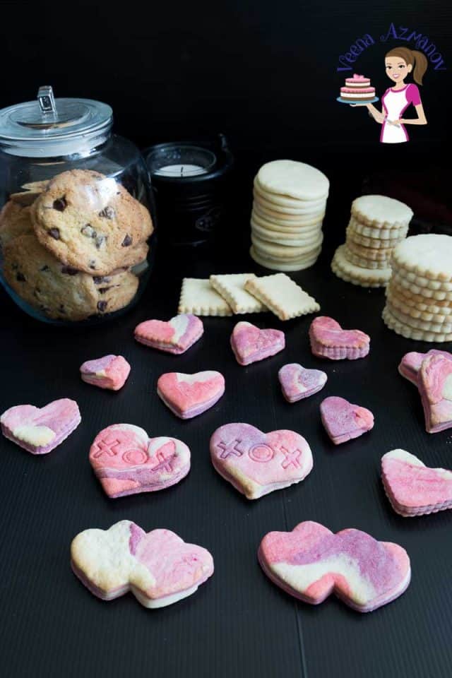 Marbled Heart Cookies - Valentine Sugar Cookies - Veena Azmanov