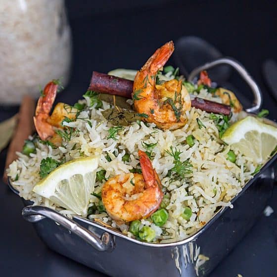 Skillet Shrimp with Rice - Pilaf with Shrimps 20 Mins - Veena Azmanov