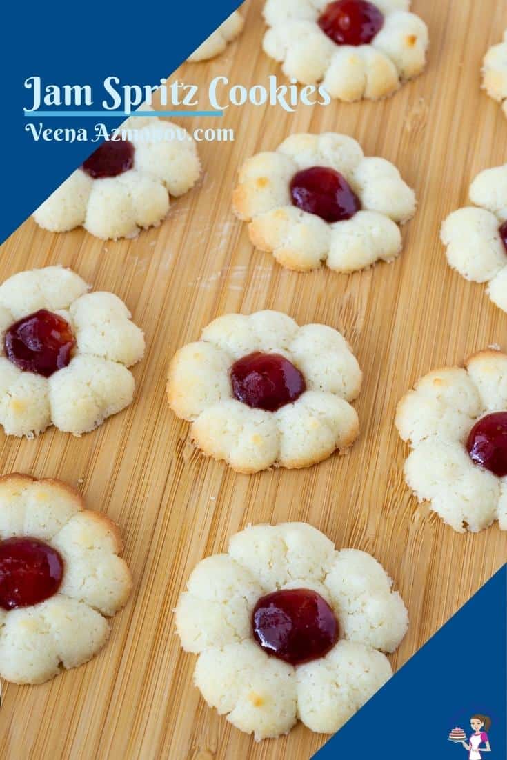 Jam Spritz Cookies – Easy Buttery Cookies with Jam Centers - Veena ...