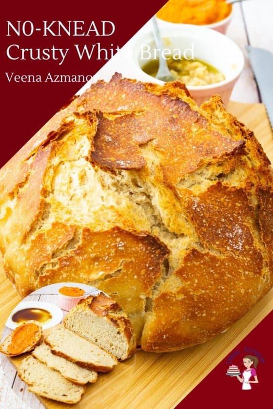 Crusty No Knead Bread Recipe (Artisan Bread Recipe) - Veena Azmanov Kitchen