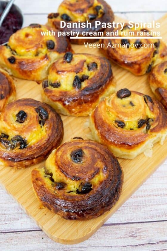 Raisin Danish Pastry Spirals - Veena Azmanov