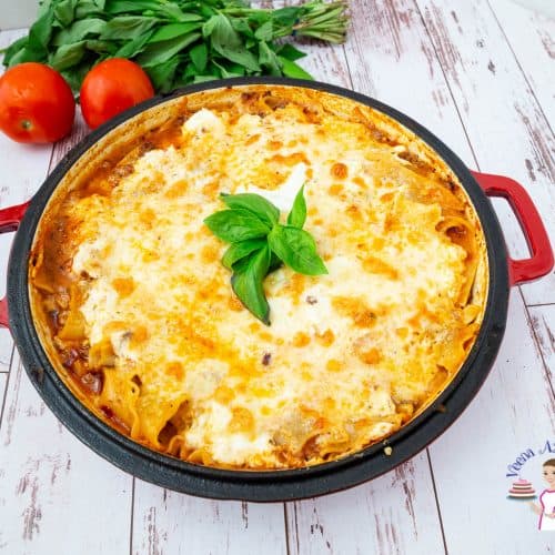 Skillet Lasagna - One Pot Beef Lasagna - Veena Azmanov