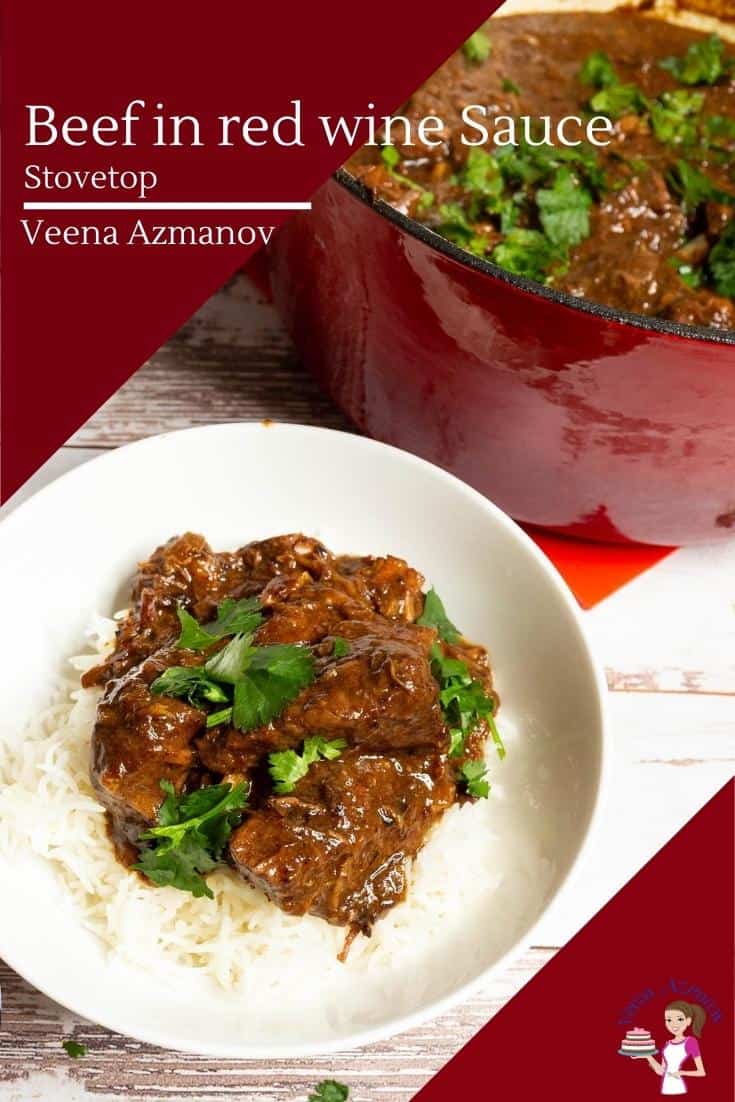 Delicious Braised Beef in Red Wine Gravy Recipe - Veena Azmanov Kitchen