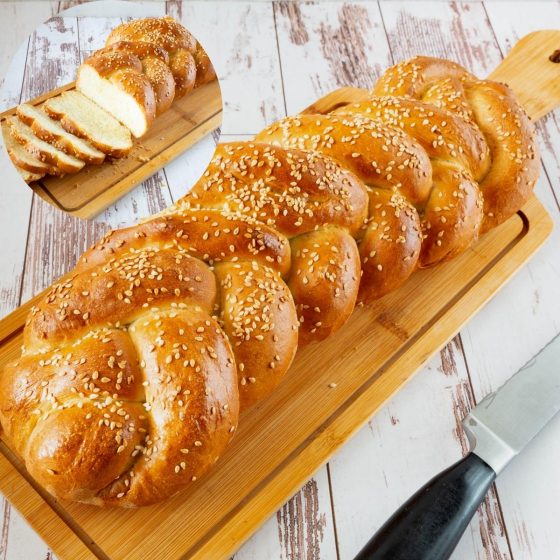 5 Braid Challah Bread Recipe - Braided Bread Recipe - Veena Azmanov Kitchen