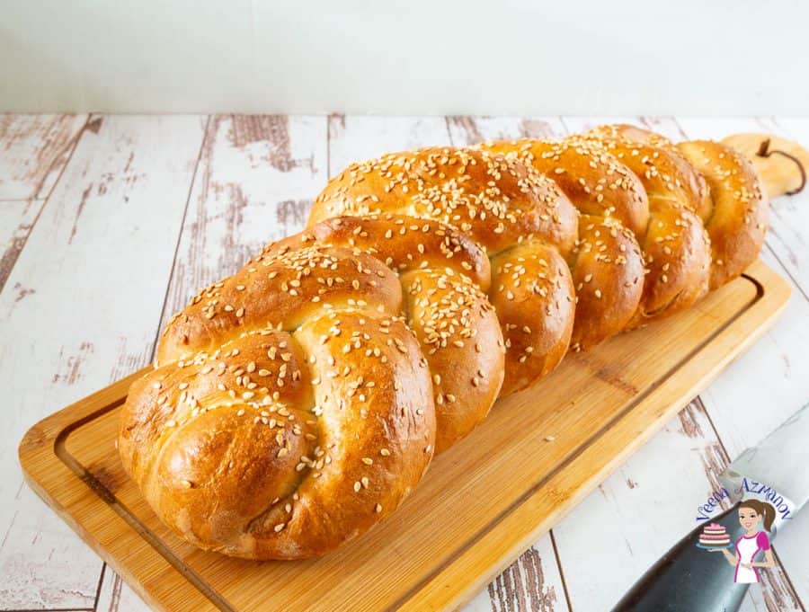5 Braid Challah Bread Recipe - Braided Bread Recipe - Veena Azmanov Kitchen