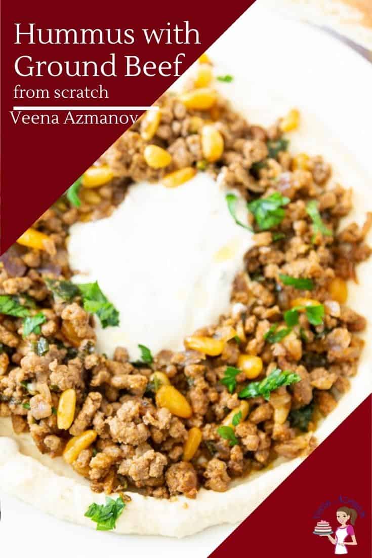 Hummus with Meat - Hummus Ma Lahma (Ground Beef) - Veena Azmanov Kitchen