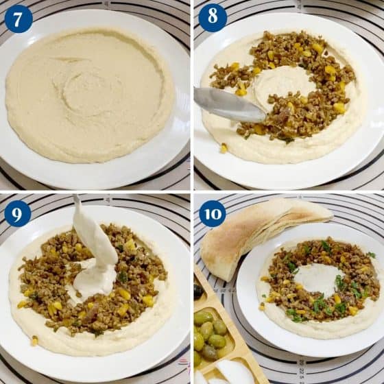Hummus with Meat - Hummus Ma Lahma (Ground Beef) - Veena Azmanov Kitchen
