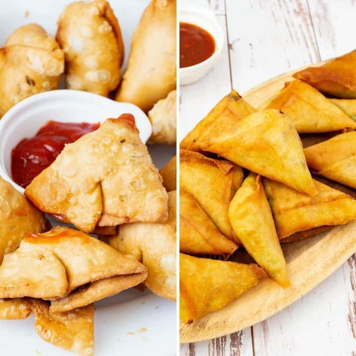 Easy Samosa - 2 Ways (Traditional & Spring Roll Wrappers) - Veena ...