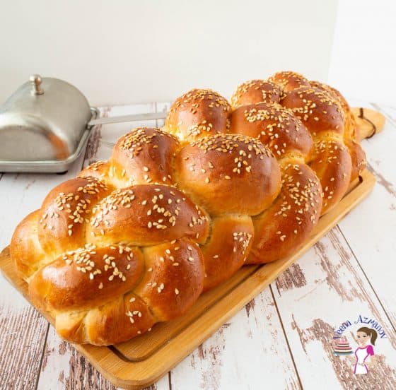 4 Braid Challah Bread - Braided Bread Recipe - Veena Azmanov Kitchen