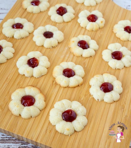 Jam Spritz Cookies – Easy Buttery Cookies with Jam Centers - Veena ...