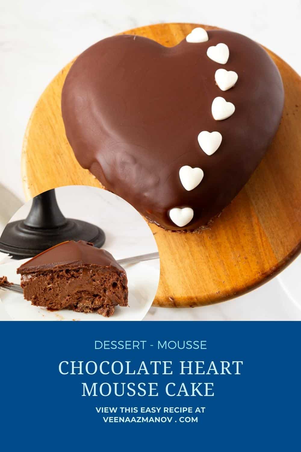 Heart Chocolate Mousse Cake - Valentines Day Dessert - Veena Azmanov ...