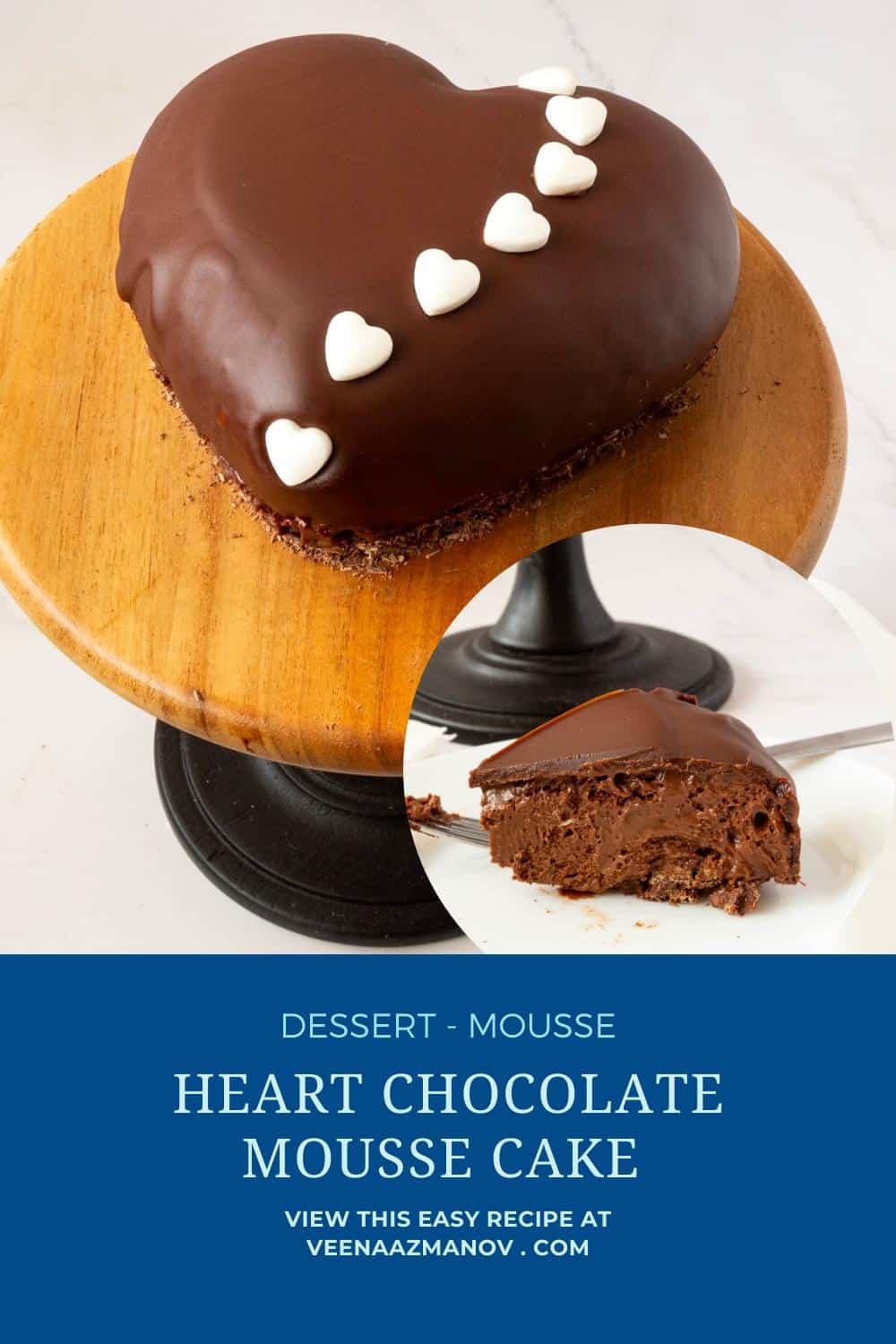 Heart Chocolate Mousse Cake - Valentines Day Dessert - Veena Azmanov ...