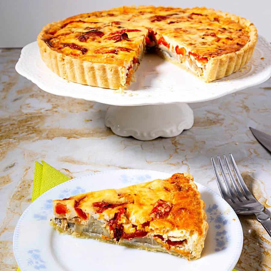 Artichoke Quiche with Roasted Red Peppers - Easy and Delicious - Veena ...