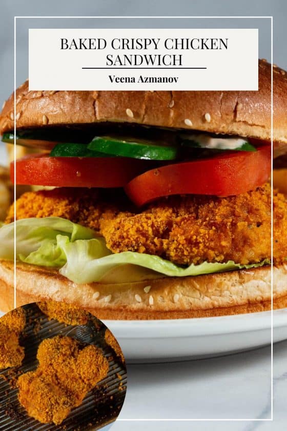 Perfectly Crispy Chicken Sandwich Burger (Baked) - Veena Azmanov Kitchen