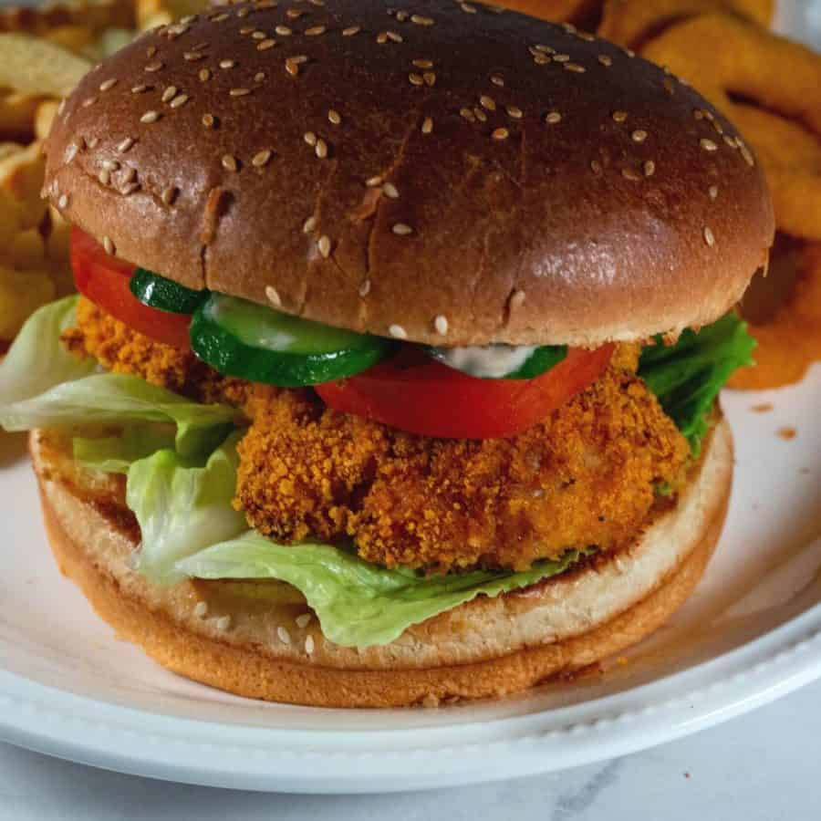 Perfectly Crispy Chicken Sandwich Burger (Baked) - Veena Azmanov Kitchen