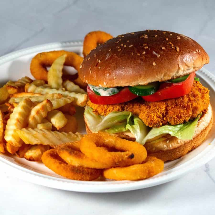 Perfectly Crispy Chicken Sandwich Burger (Baked) - Veena Azmanov Kitchen