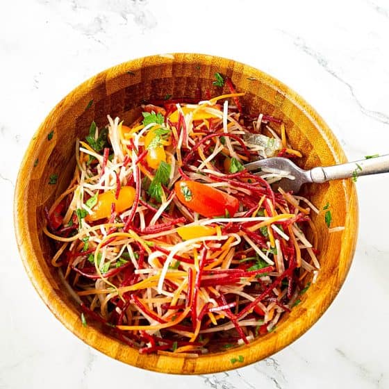 Root Beet Salad - Beetroot, Radish, and Carrots - Veena Azmanov Kitchen