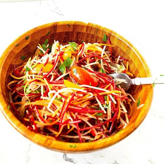 Root Beet Salad - Beetroot, Radish, and Carrots - Veena Azmanov Kitchen
