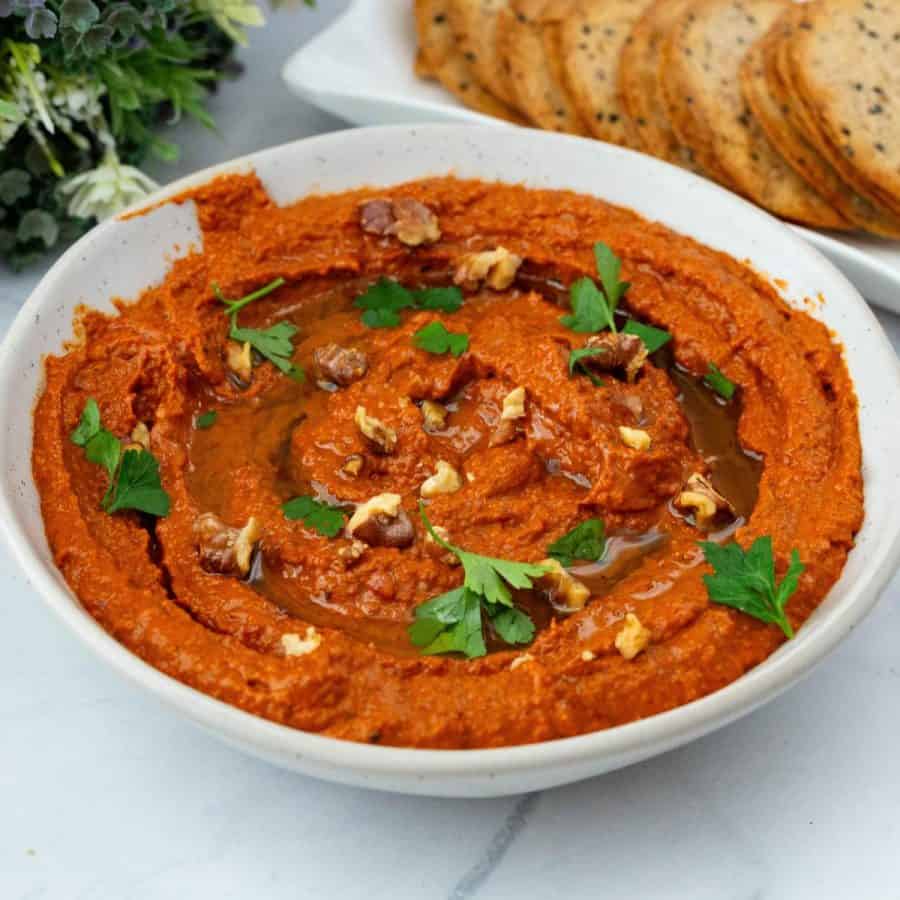 Easy Muhammara Recipe: Roasted Red Peppers and Walnuts Dip- Veena ...