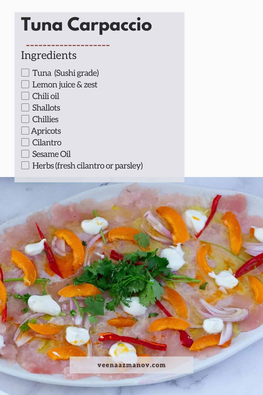 Delightful Tuna Carpaccio Recipe with a Zesty Twist - Veena Azmanov Kitchen
