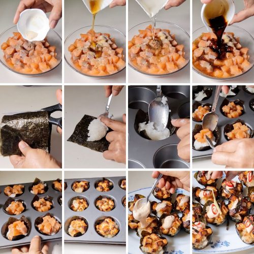 Baked Salmon Sushi Cups for a Unique Twist: Salmon Rice Muffins- Veena ...