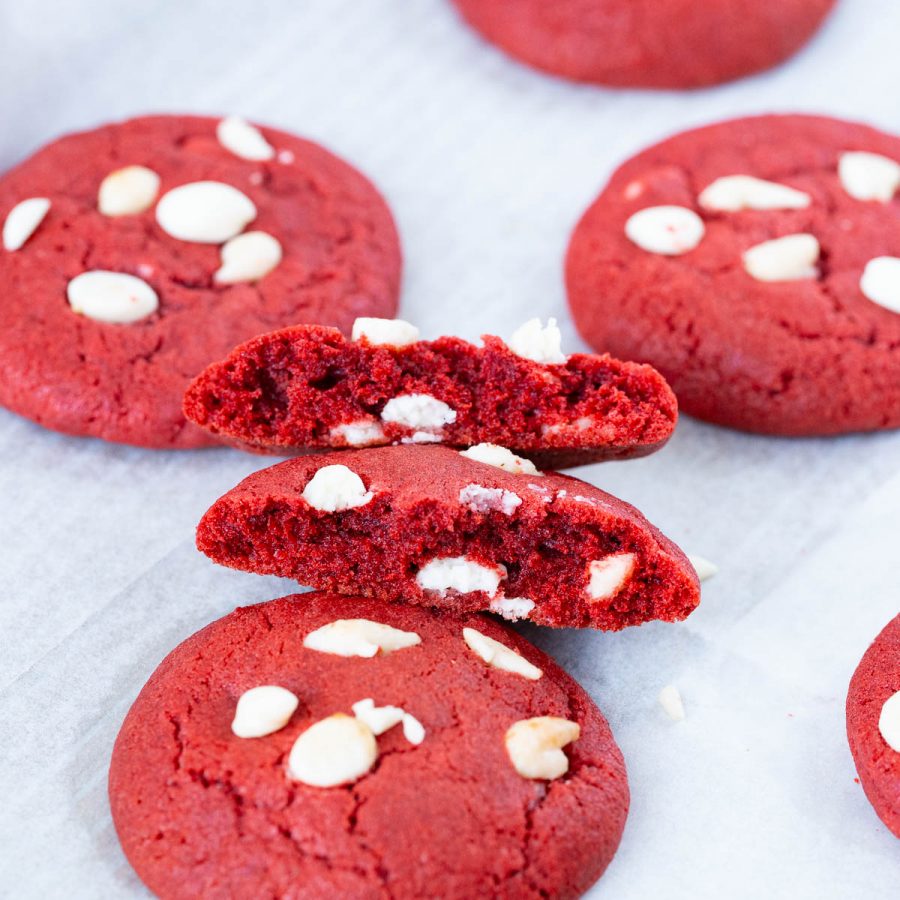Delicious Soft And Chewy Red Velvet Sugar Cookies Recipe - Veena ...