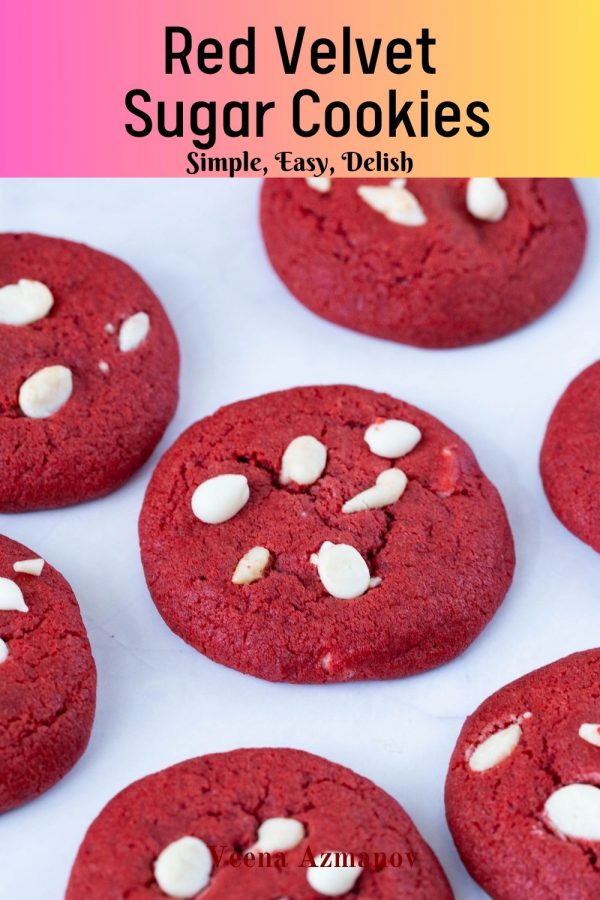 Delicious Soft And Chewy Red Velvet Sugar Cookies Recipe - Veena ...