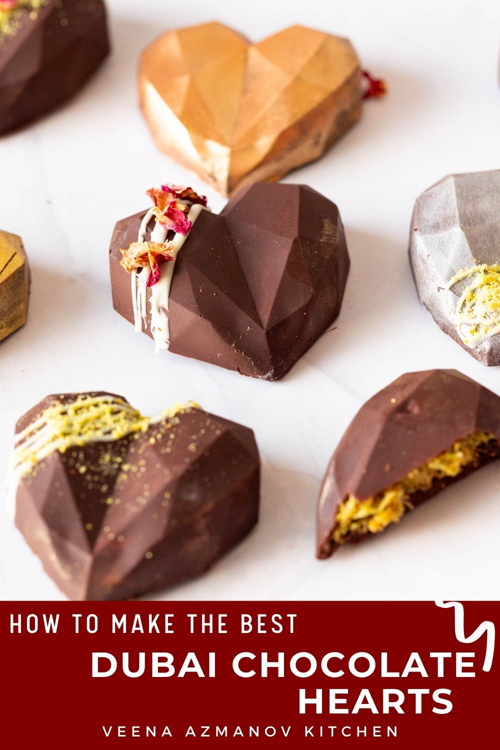 Dubai Chocolate Hearts – Pistachio Knafeh Filling in Dark Chocolate ...