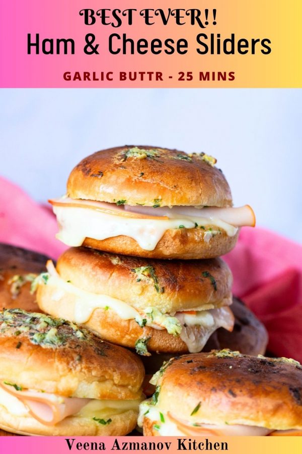 Ham and Cheese Sliders with Garlic Butter Recipe - Veena Azmanov Kitchen