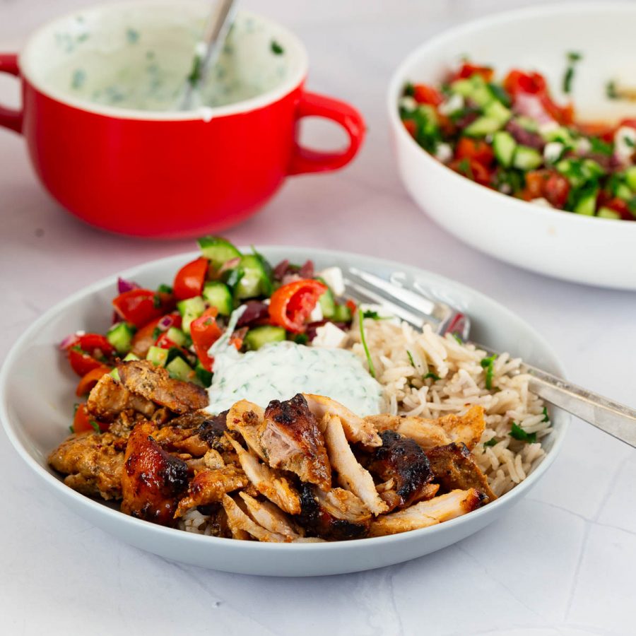 Moist Chicken Gyros with Tzatziki Sauce: Vertical Spit Or Skillet ...
