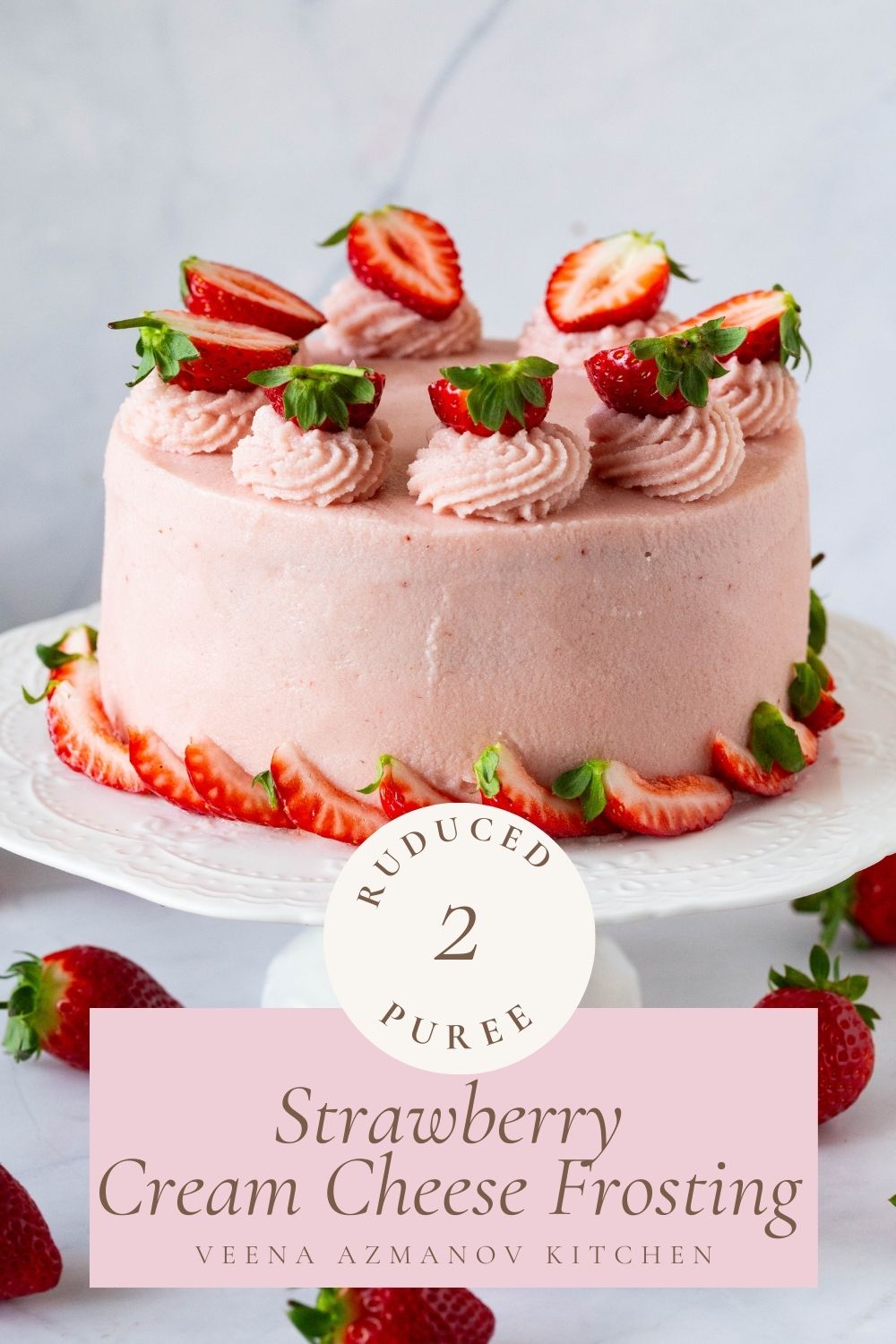 Easy Strawberry Cream Cheese Frosting with Reduced Puree - Veena ...