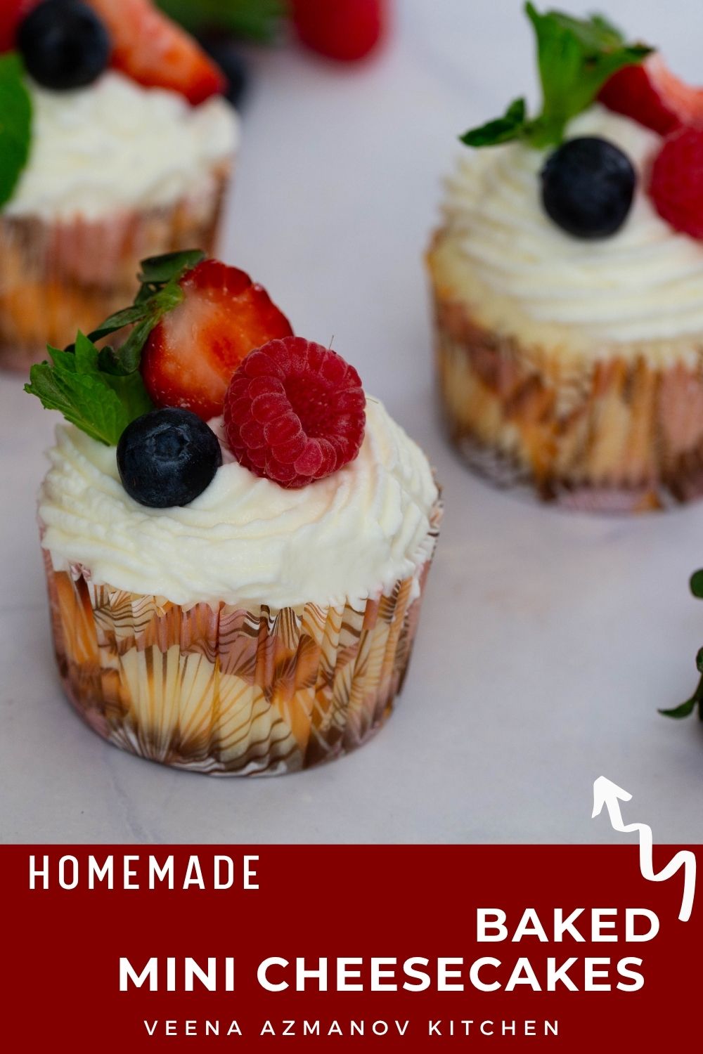 Baked Mini Cheesecakes – Easy Vanilla Cheesecake in Muffin Pan - Veena ...