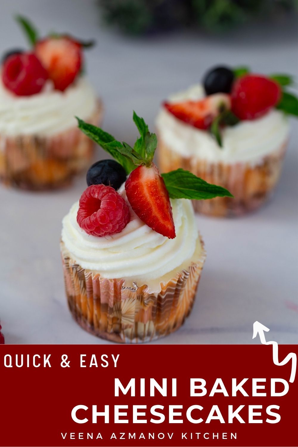 Baked Mini Cheesecakes – Easy Vanilla Cheesecake in Muffin Pan - Veena ...