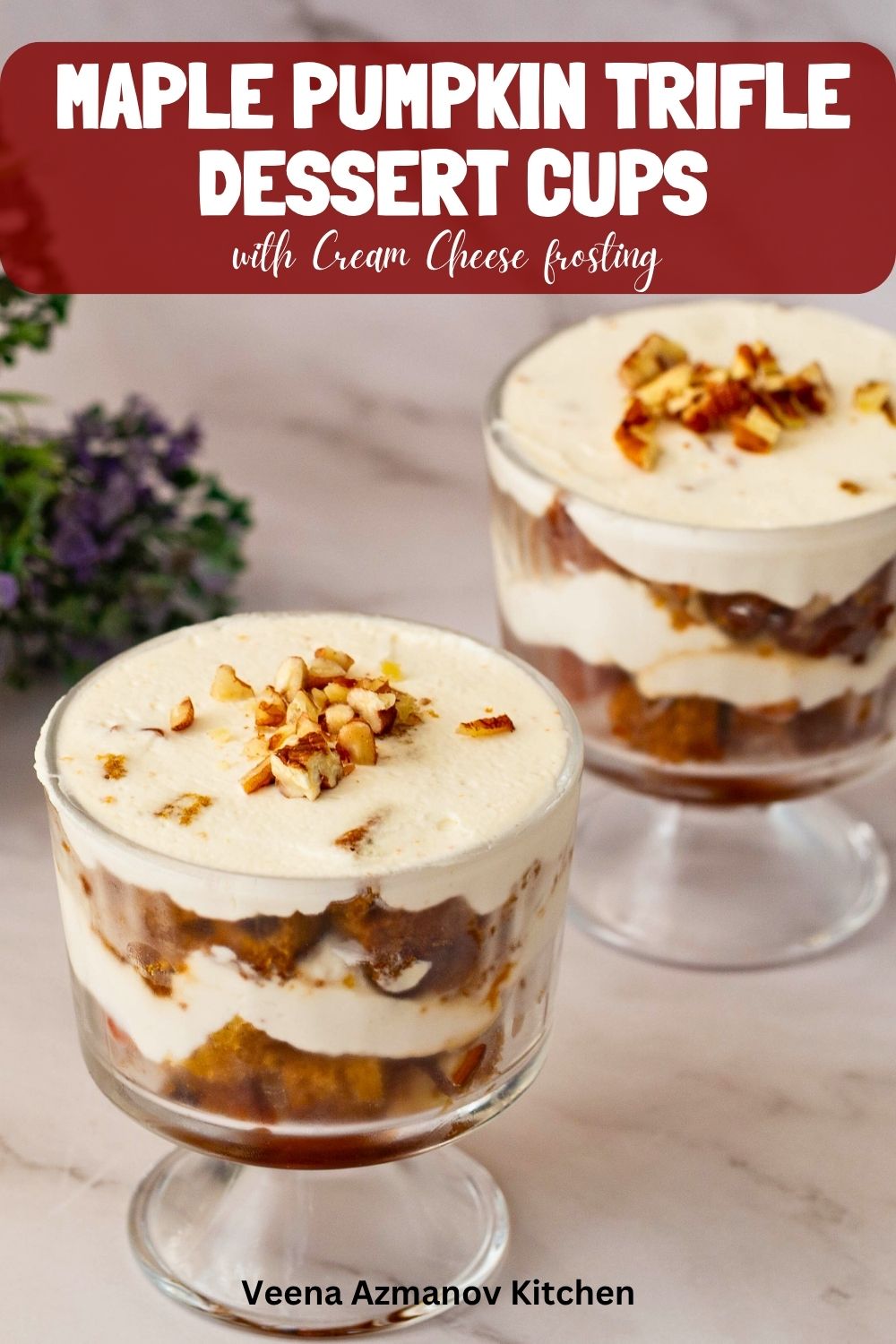 Maple Pumpkin Trifle Desserts | Easy Fall Dessert - Veena Azmanov Kitchen