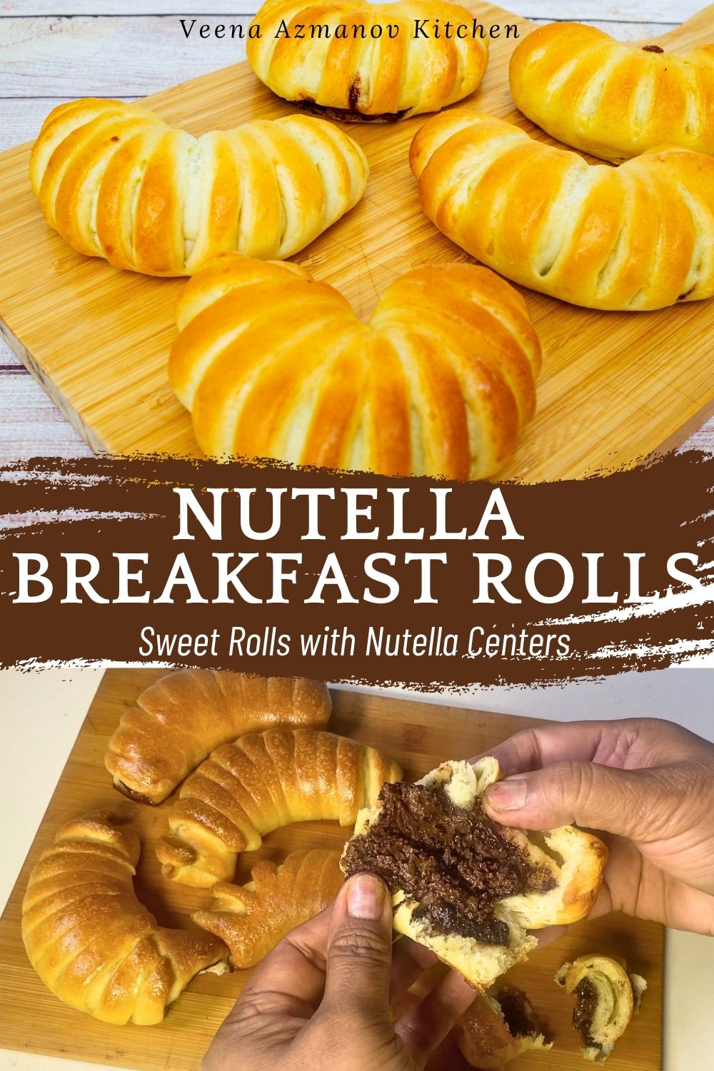Nutella Stuffed Buns (Soft, Fluffy Bread Rolls) - Veena Azmanov Kitchen