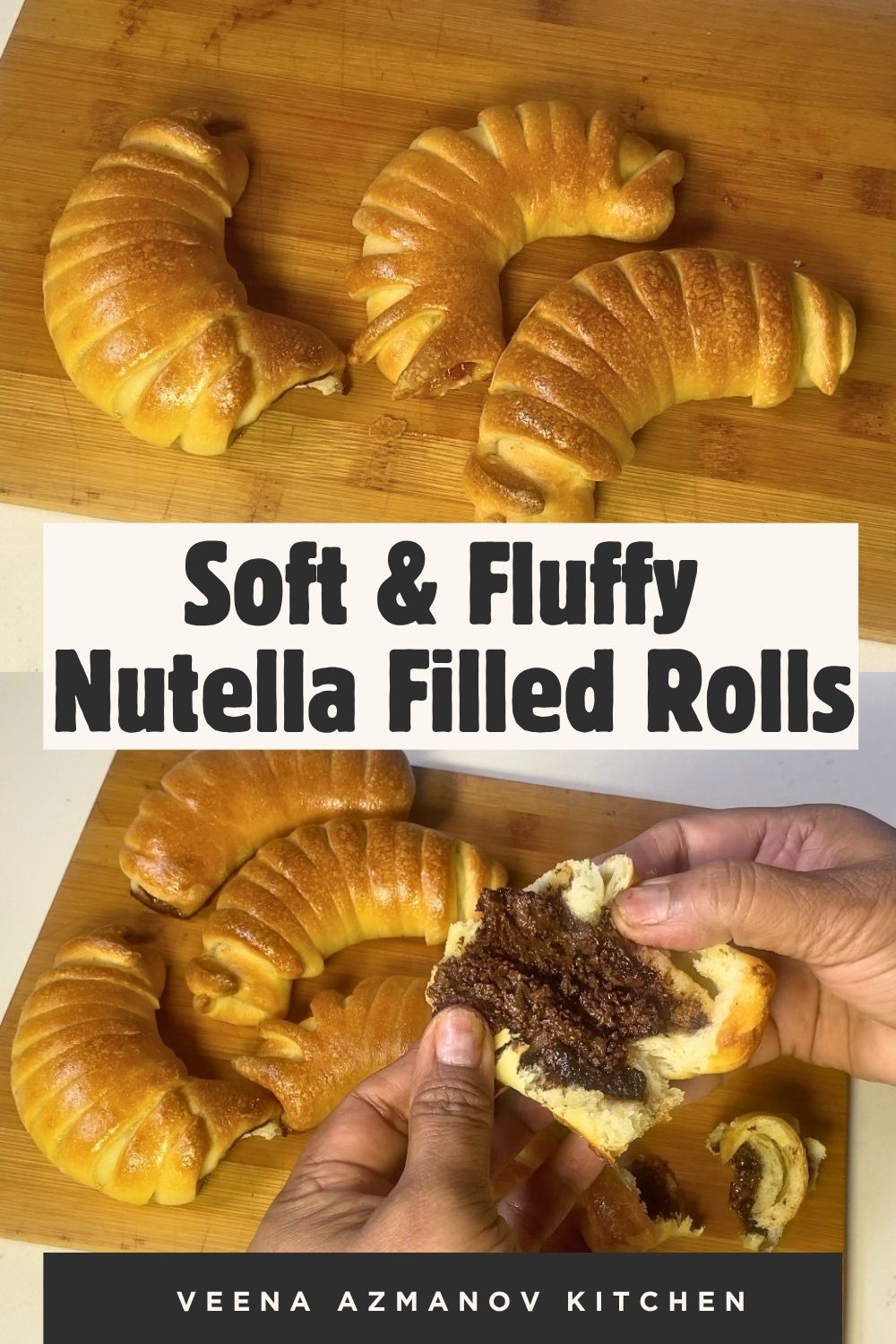Nutella Stuffed Buns (Soft, Fluffy Bread Rolls) - Veena Azmanov Kitchen